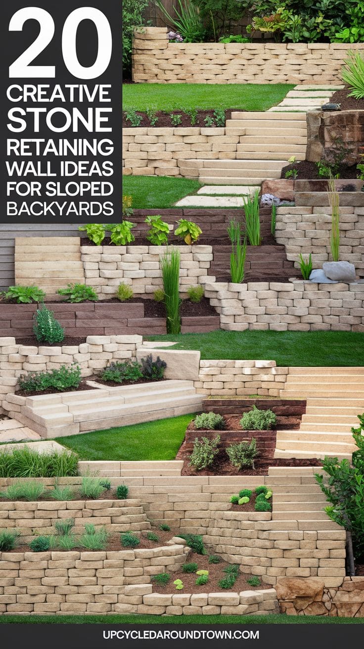 20 Creative Stone Retaining Wall Ideas for Sloped Backyards - Upcycled ...