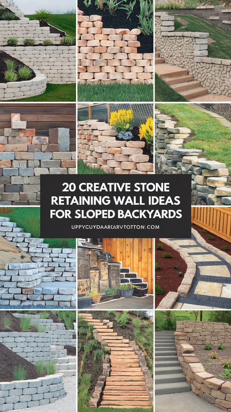 20 Creative Stone Retaining Wall Ideas for Sloped Backyards - Upcycled ...