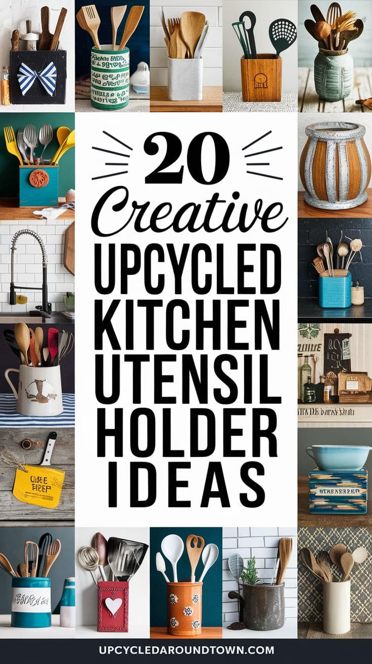 20 Creative Upcycled Kitchen Utensil Holder Ideas - Upcycled Around Town