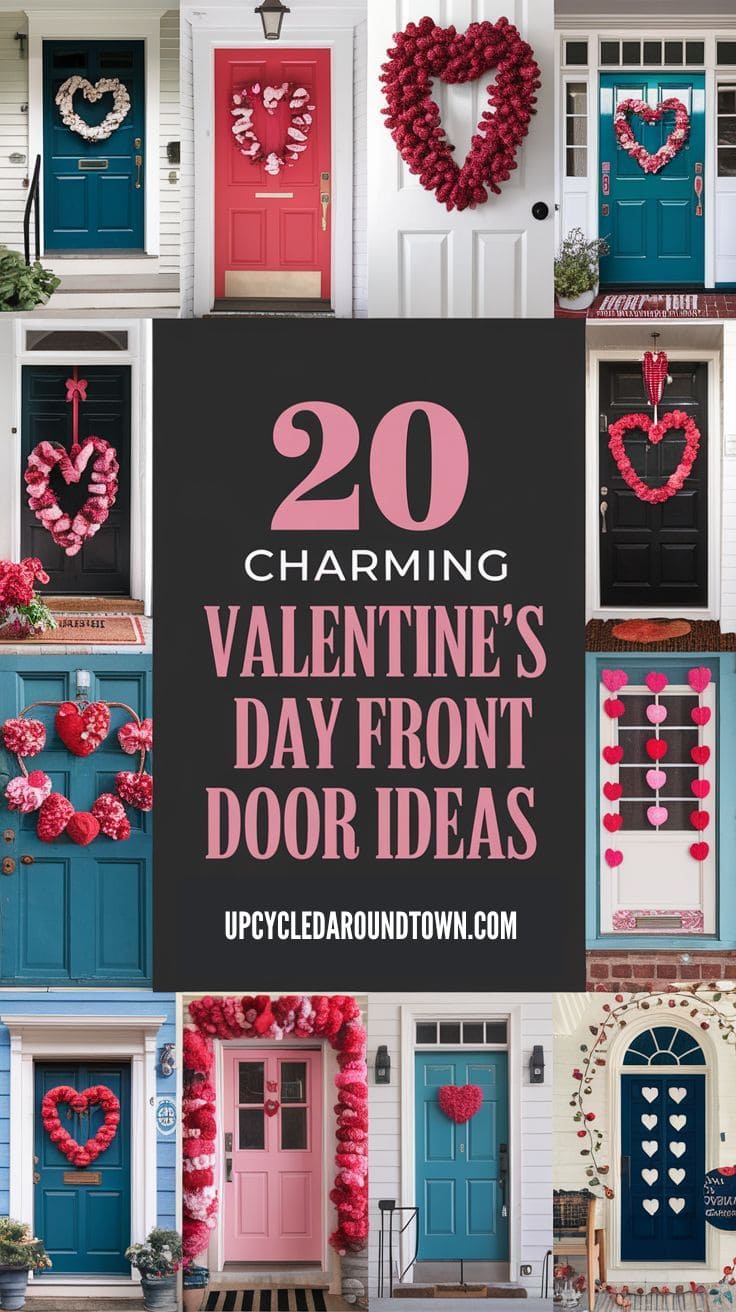20 Charming Valentine's Day Front Door Decor Ideas - Upcycled Around Town