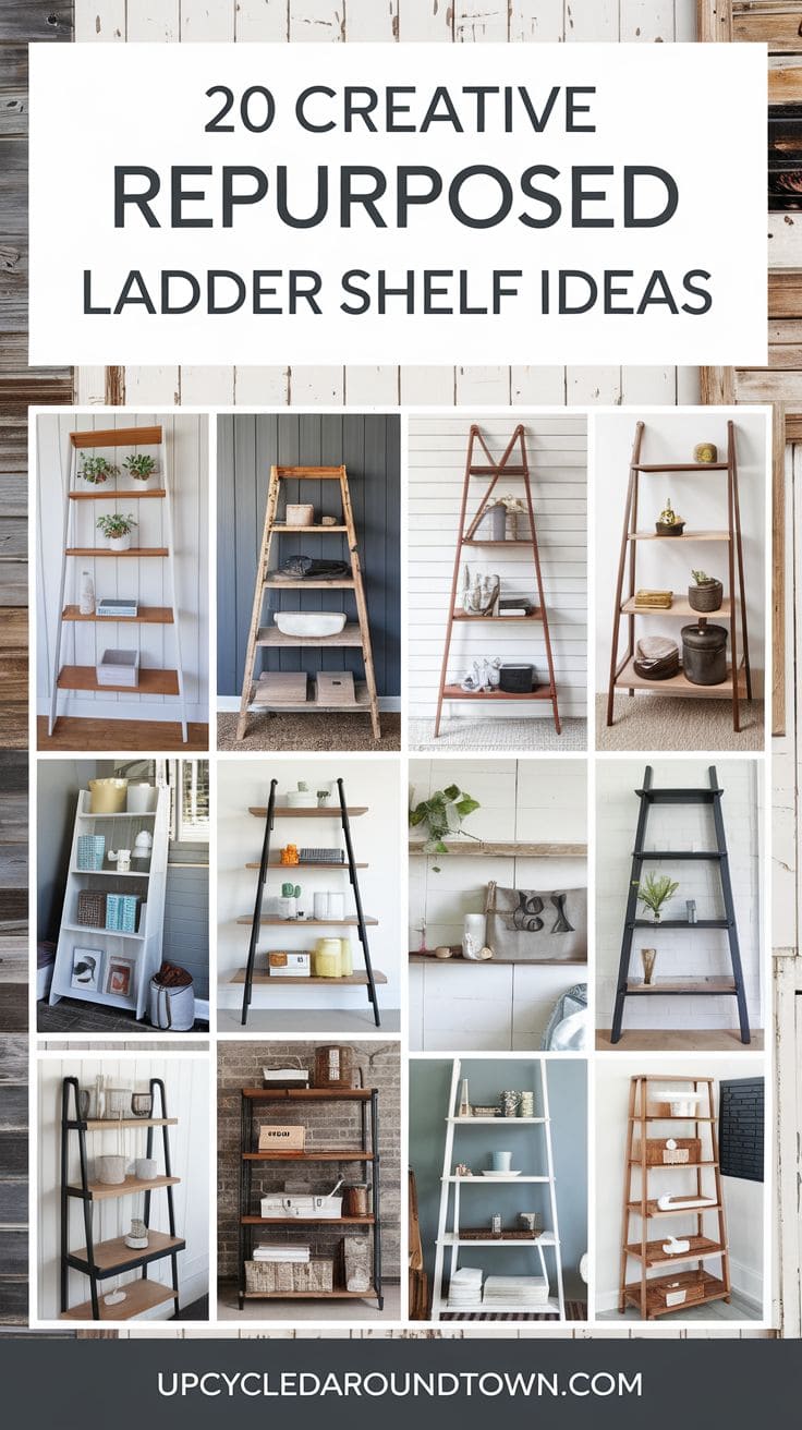 20 Creative Repurposed Ladder Shelf Ideas for Your Home Decor ...