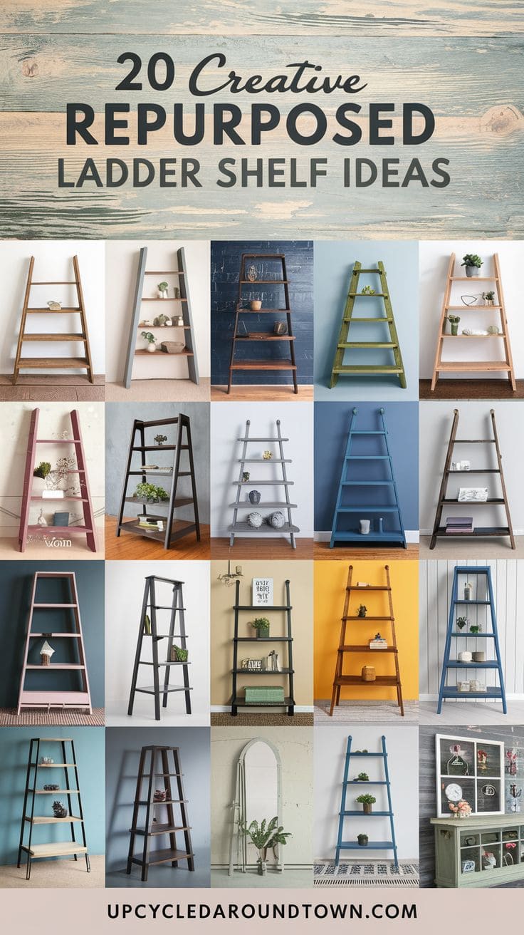 20 Creative Repurposed Ladder Shelf Ideas for Your Home Decor ...