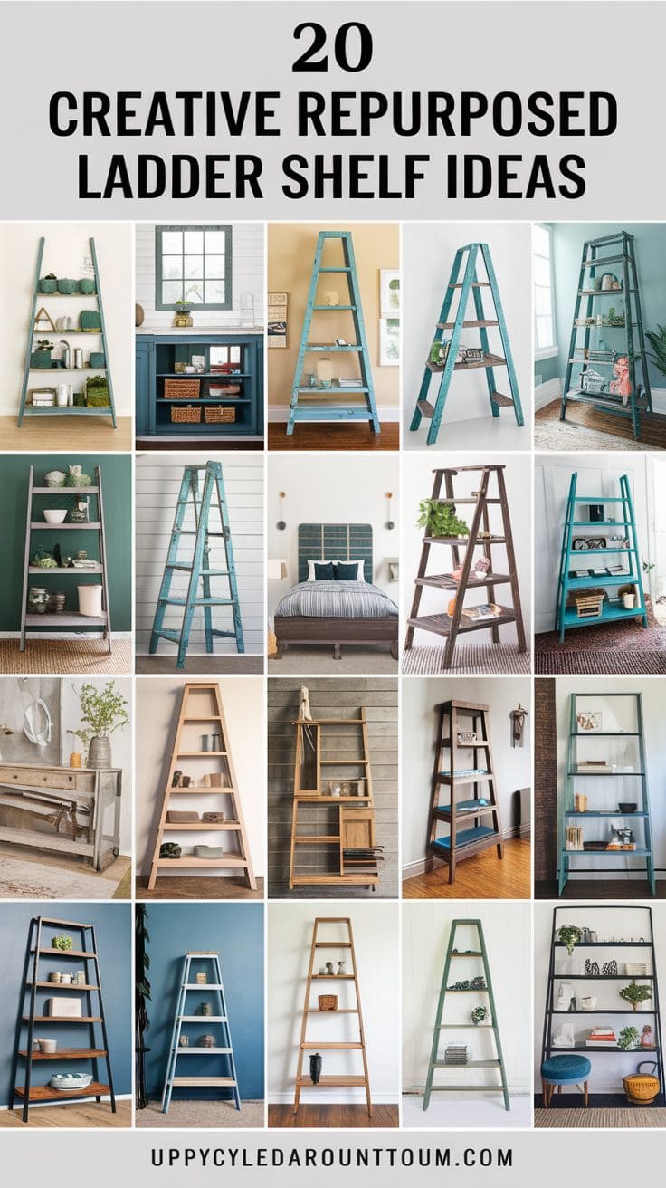 20 Creative Repurposed Ladder Shelf Ideas for Your Home Decor ...