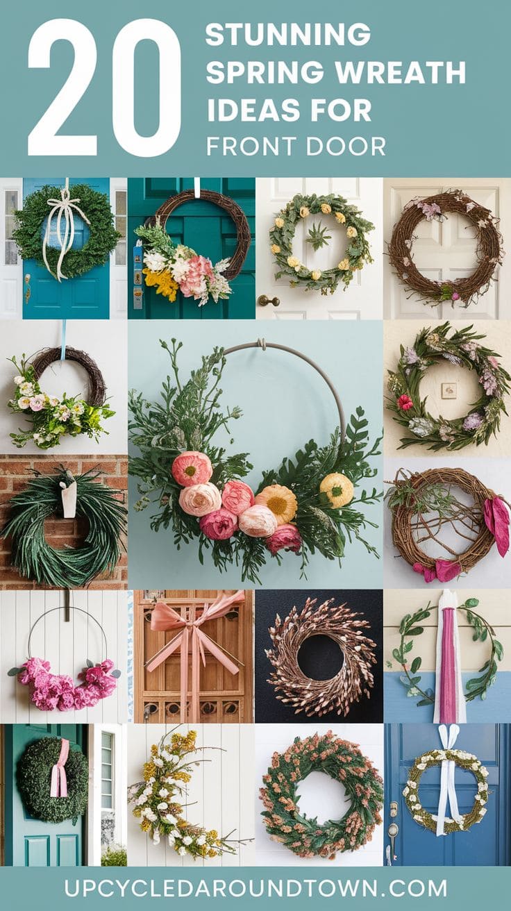 20 Stunning Spring Wreath Ideas to Refresh Your Front Door - Upcycled ...