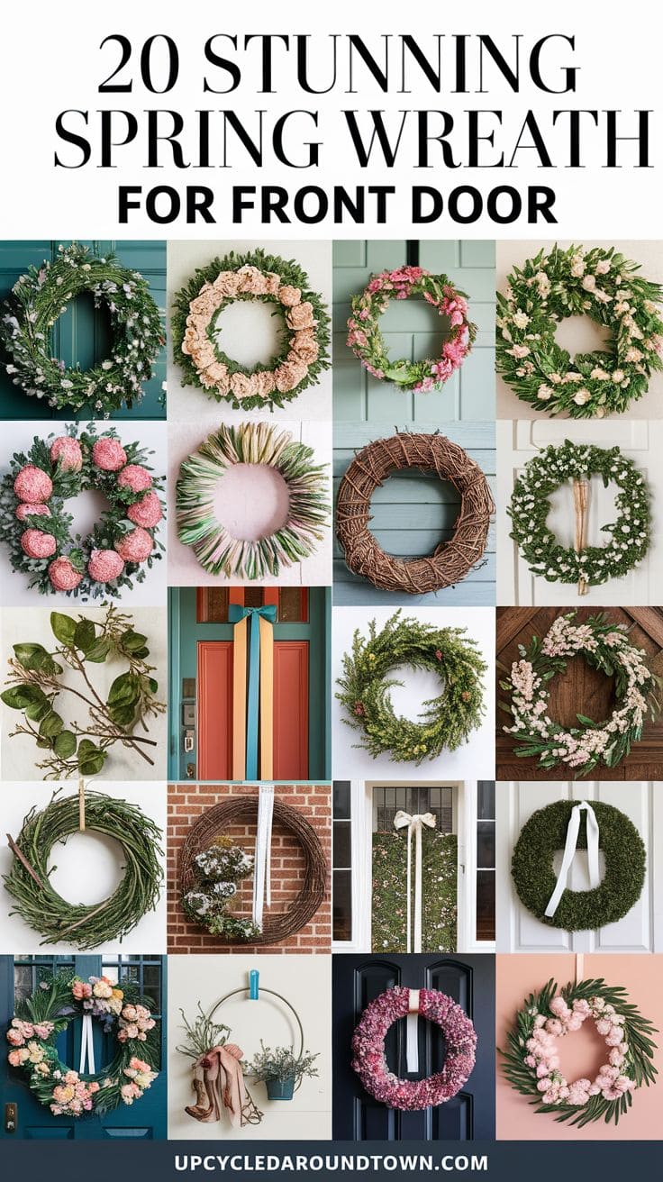 20 Stunning Spring Wreath Ideas to Refresh Your Front Door - Upcycled ...