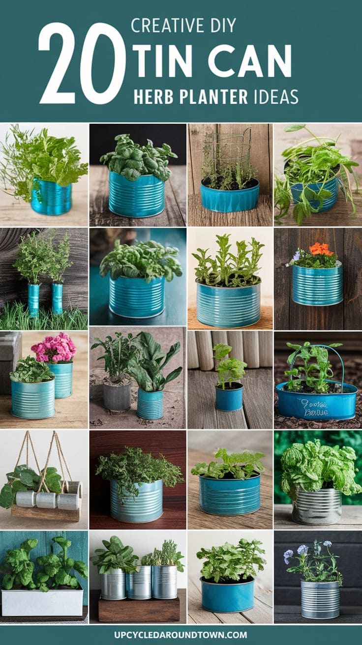 20 Creative DIY Herb Planter Ideas Using Cans - Upcycled Around Town