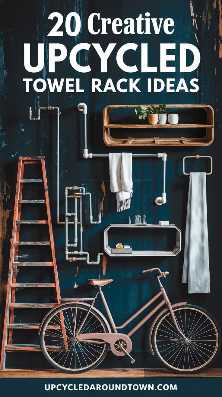 20 Creative Upcycled Towel Rack Ideas for Your Home - Upcycled Around Town