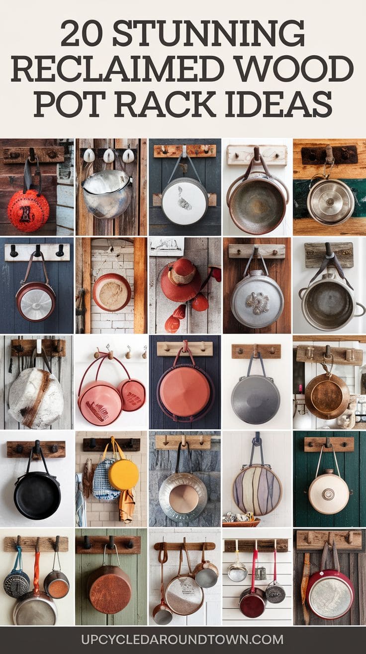 20 Stunning Reclaimed Wood Pot Rack Ideas for Your Kitchen - Upcycled ...