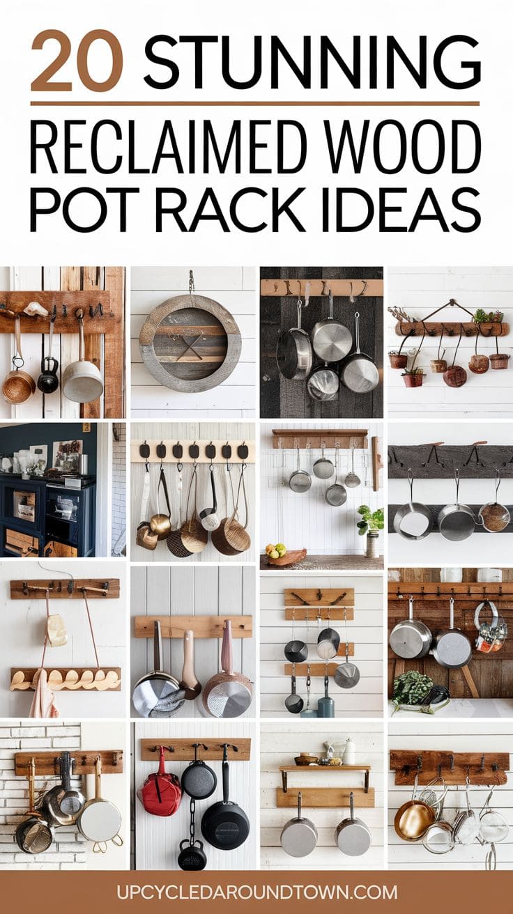 20 Stunning Reclaimed Wood Pot Rack Ideas for Your Kitchen - Upcycled ...