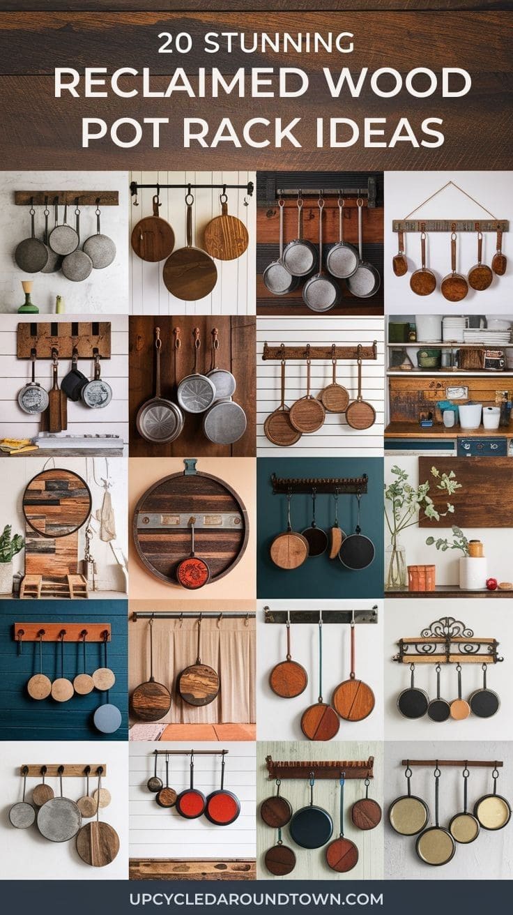 20 Stunning Reclaimed Wood Pot Rack Ideas for Your Kitchen - Upcycled ...