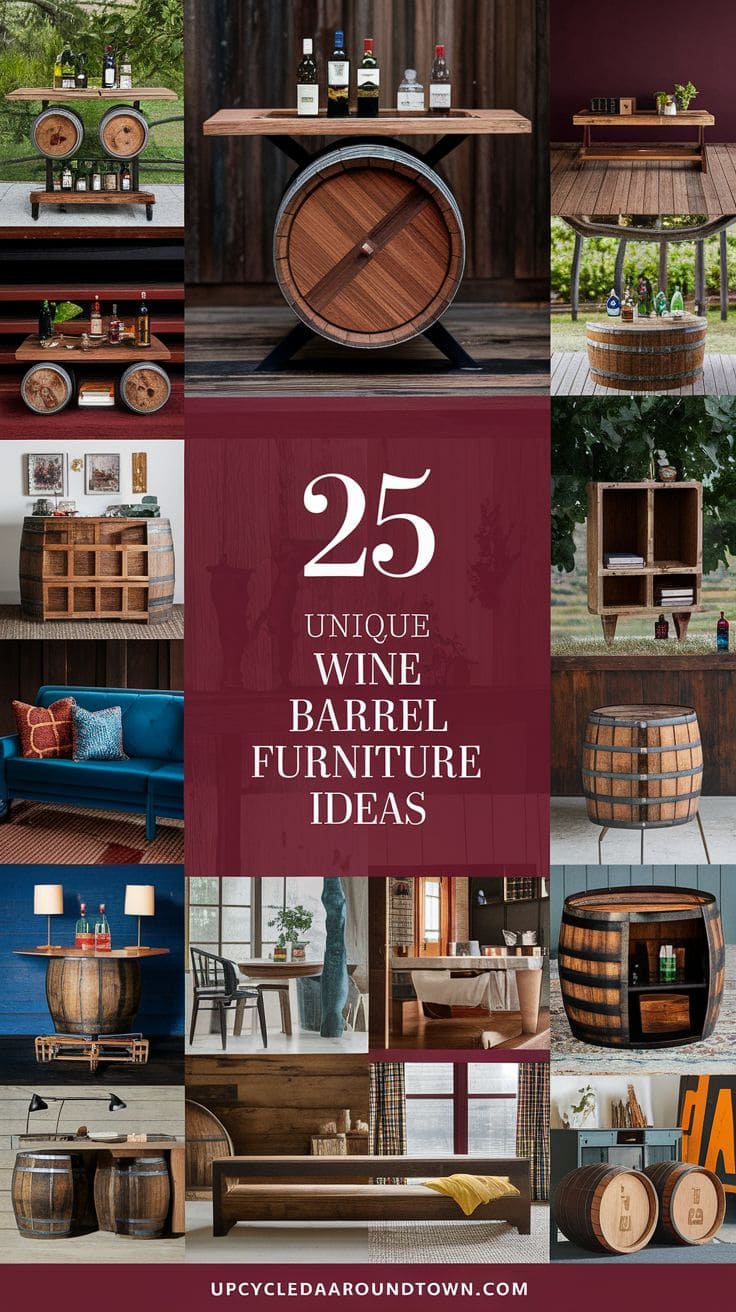 25 Unique Wine Barrel Furniture Ideas for Your Home Decor - Upcycled Around Town