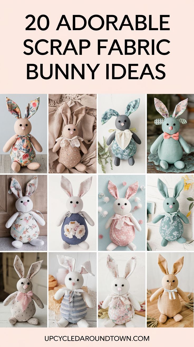 20 Adorable Scrap Fabric Bunny Ideas for Your Spring Decor - Upcycled ...