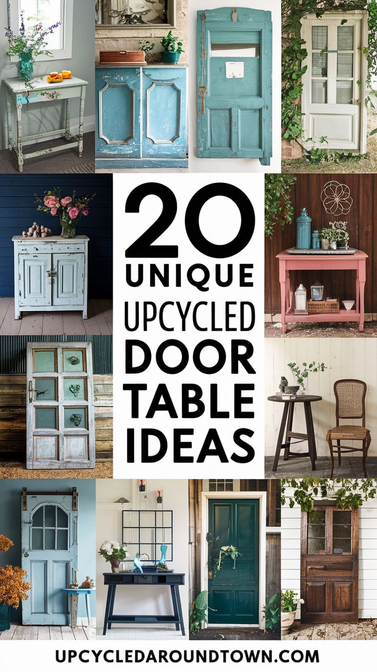 20 Unique Upcycled Old Door Table Ideas for Home Decor - Upcycled ...
