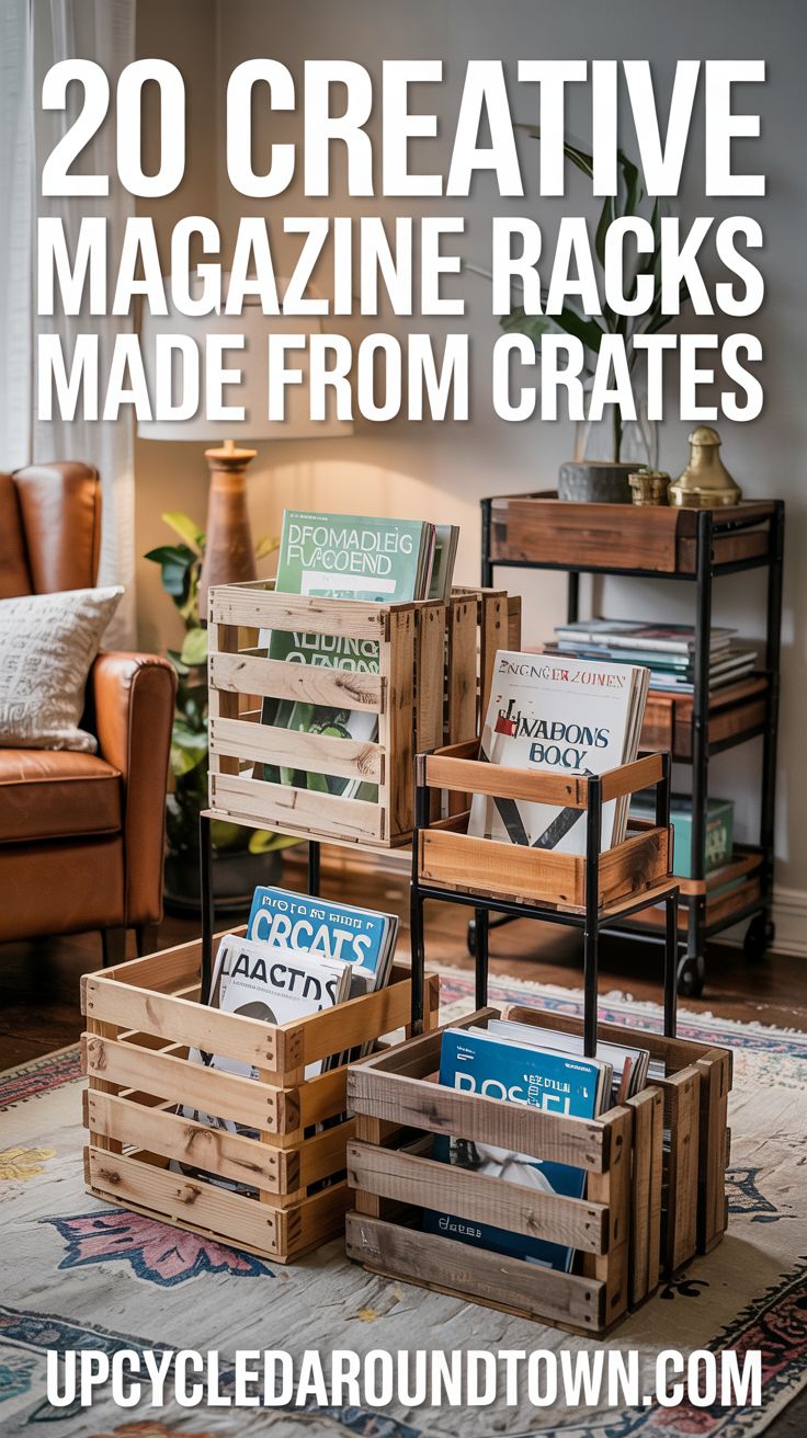20 Creative Magazine Racks Made from Crates - Upcycled Around Town
