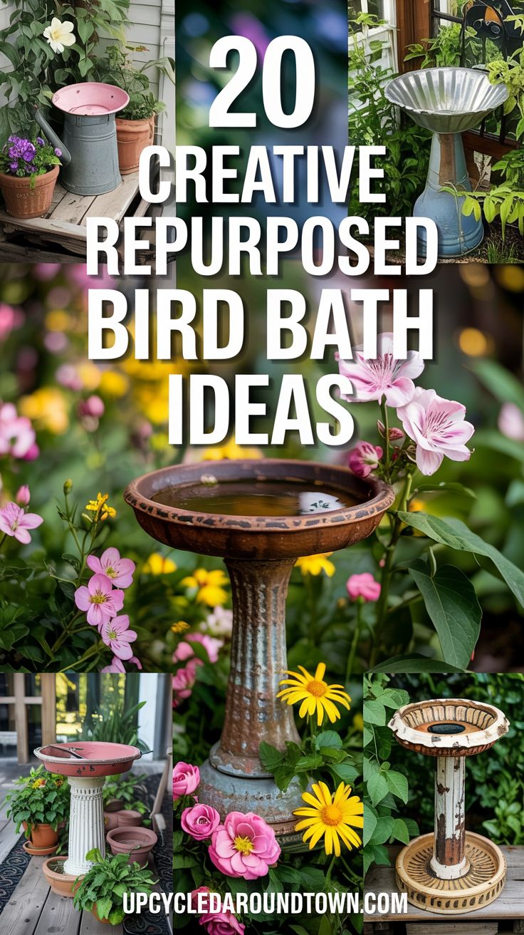 20 Creative Repurposed Bird Bath Ideas for Your Garden - Upcycled ...