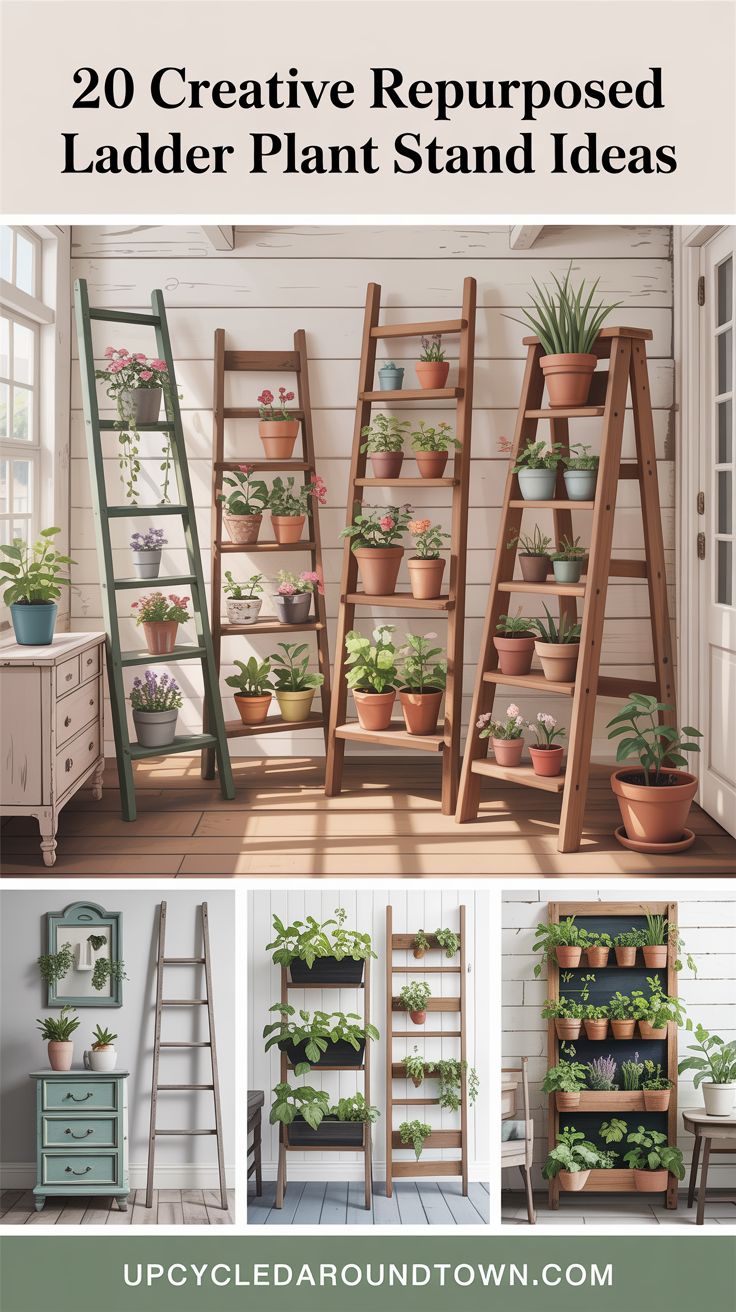 20 Creative Repurposed Ladder Plant Stand Ideas for Your Home ...