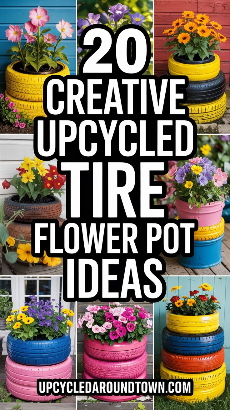 20 Creative Upcycled Tire Flower Pot Ideas for Your Garden - Upcycled ...