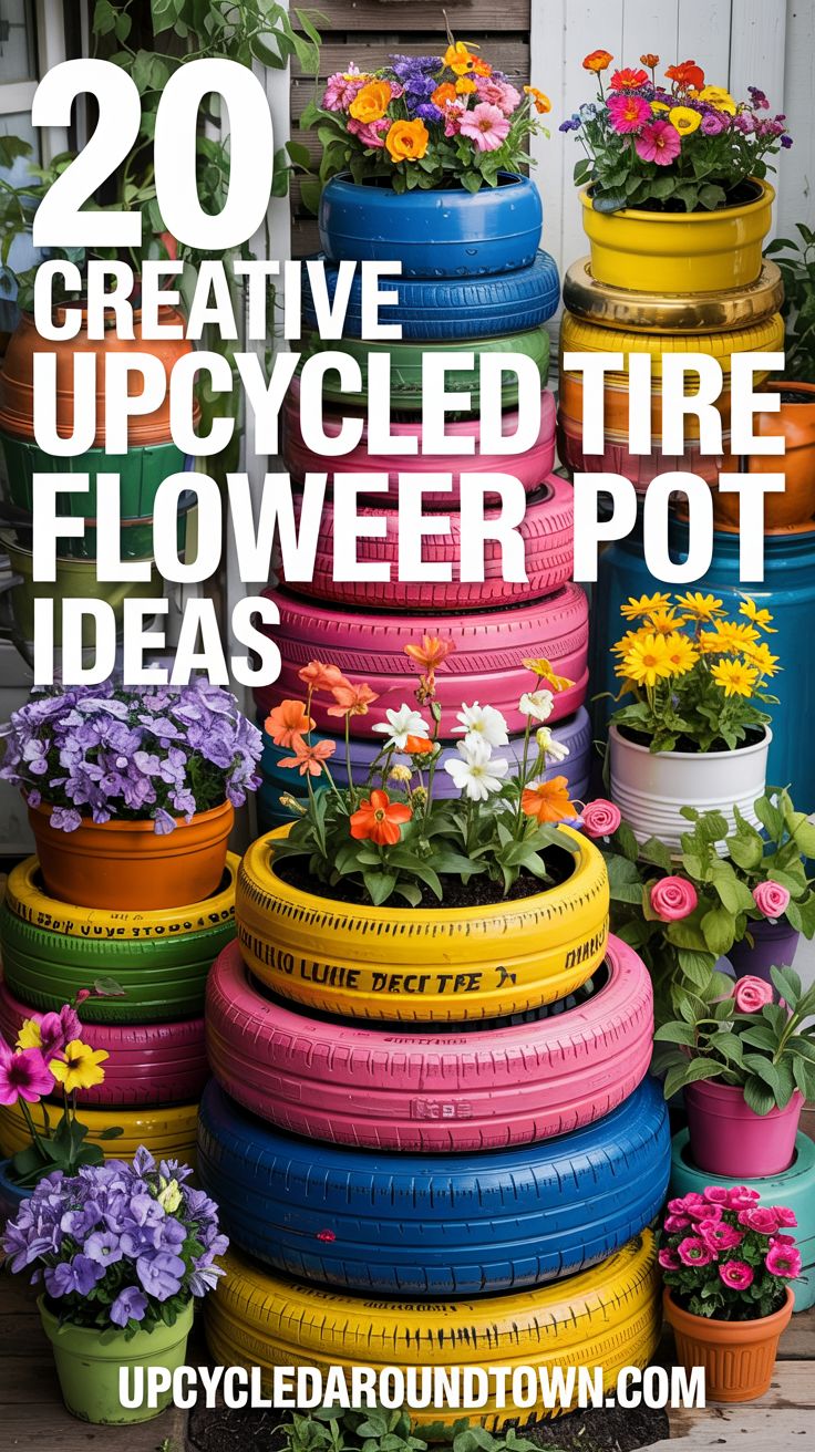 20 Creative Upcycled Tire Flower Pot Ideas for Your Garden - Upcycled ...
