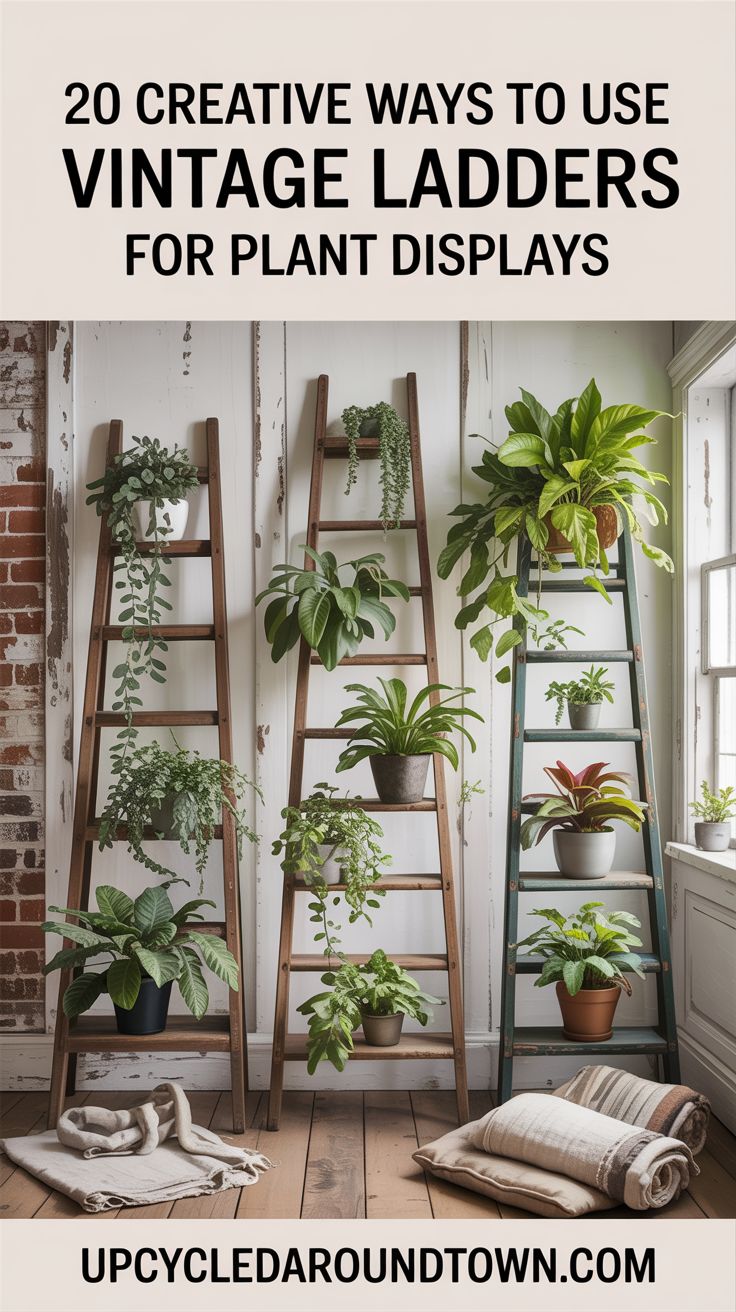 20 Creative Ways to Use Vintage Ladders for Plant Displays - Upcycled ...