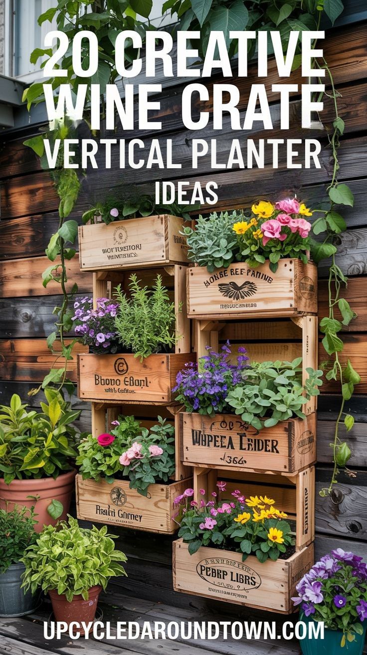 20 Creative Wine Crate Vertical Planter Ideas for Your Garden ...