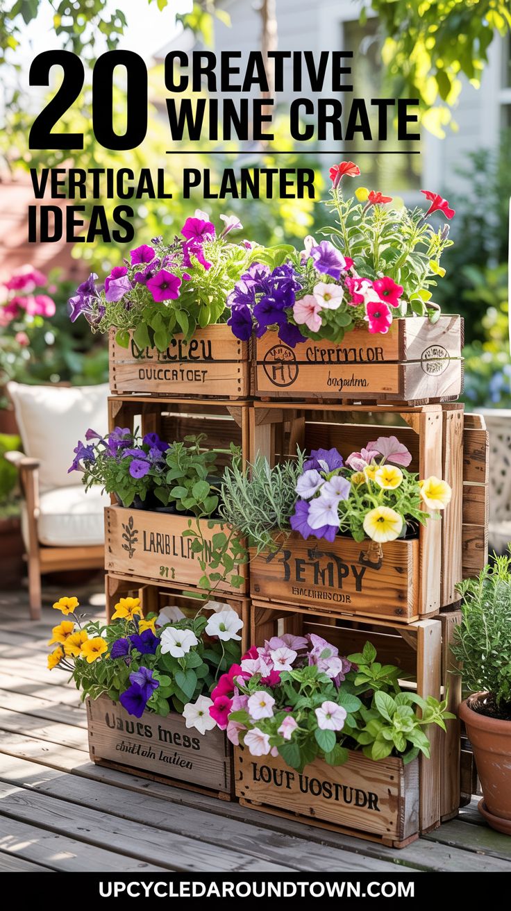 20 Creative Wine Crate Vertical Planter Ideas for Your Garden ...