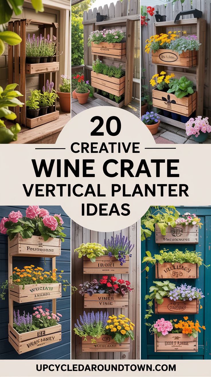 20 Creative Wine Crate Vertical Planter Ideas for Your Garden ...